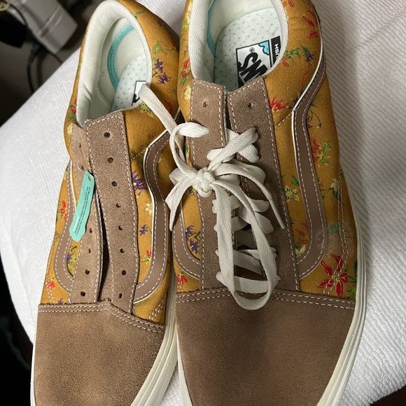 Vans | Shoes | Vans Floral Yellow And Tan Sneakers | Poshmark